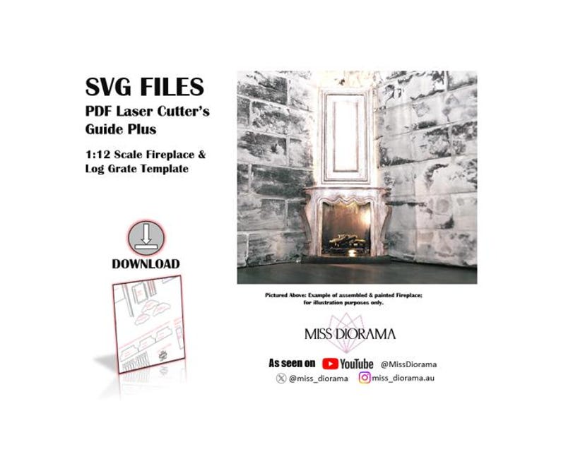SVG Template Files to Make a 1/12 Scale Miniature Fireplace - Etsy