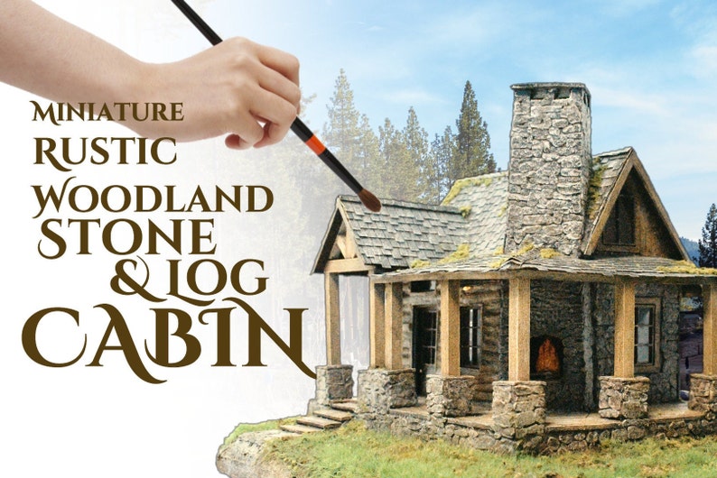 Miniature Stone & Log Cabin Template File Download - Etsy