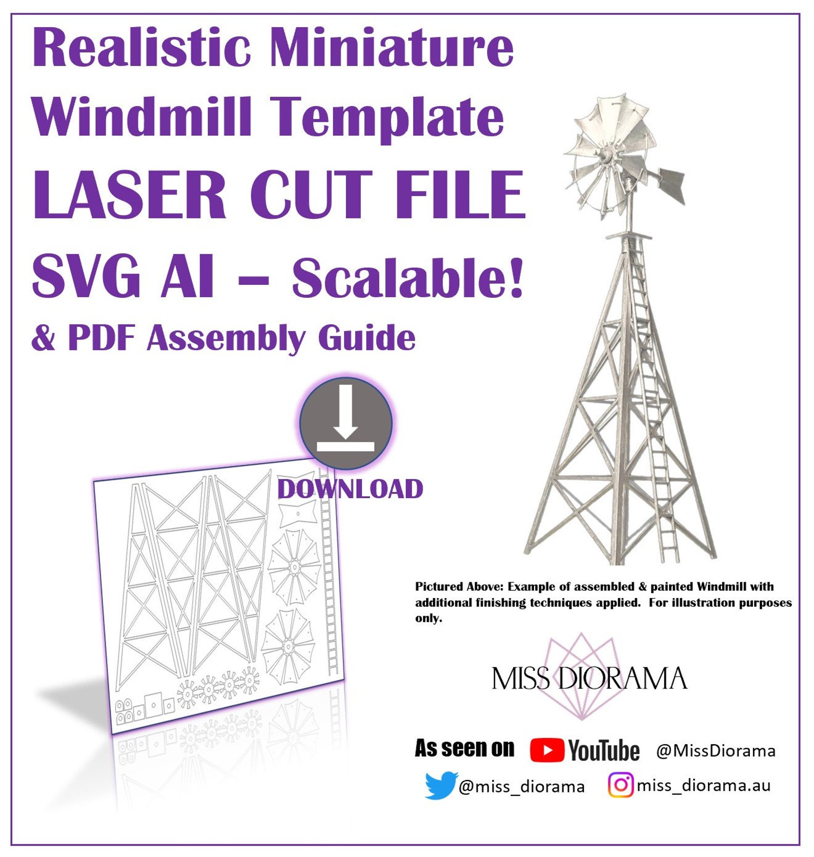 Scalable 1:48 Realistic Miniature Windmill Template for Hobbyists ...