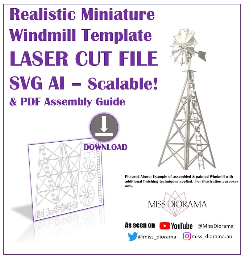 Scalable 1:48 Realistic Miniature Windmill Template for Hobbyists ...