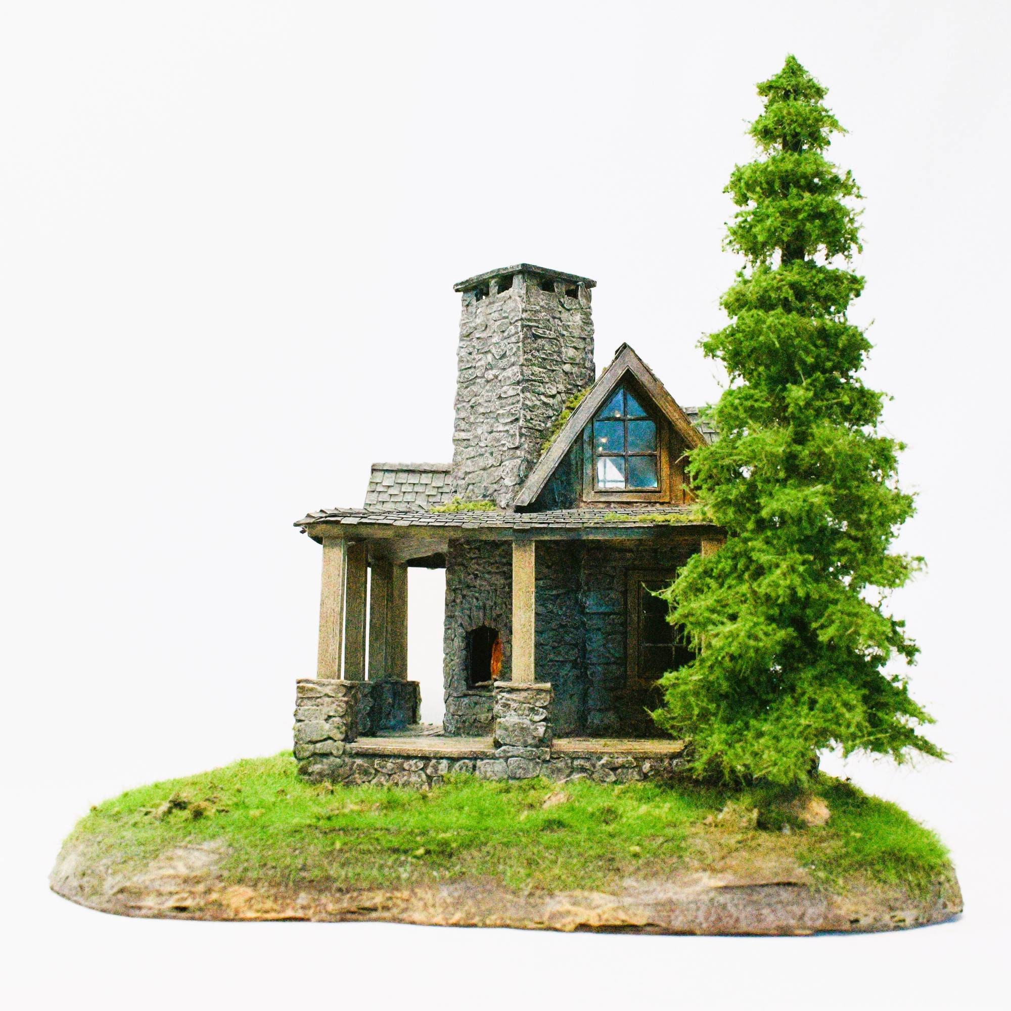 Miniature Stone & Log Cabin Template File Download - Etsy