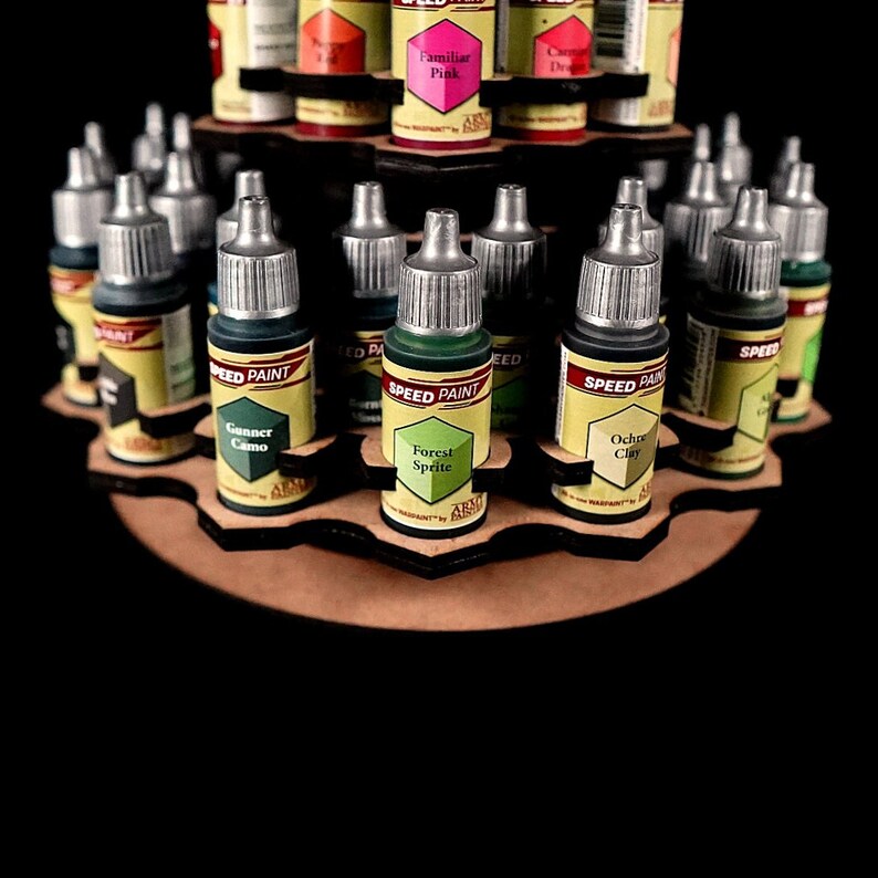 SVG Template Files for DIY Laser Cut Rotating Hobby Paint Rack Storage ...