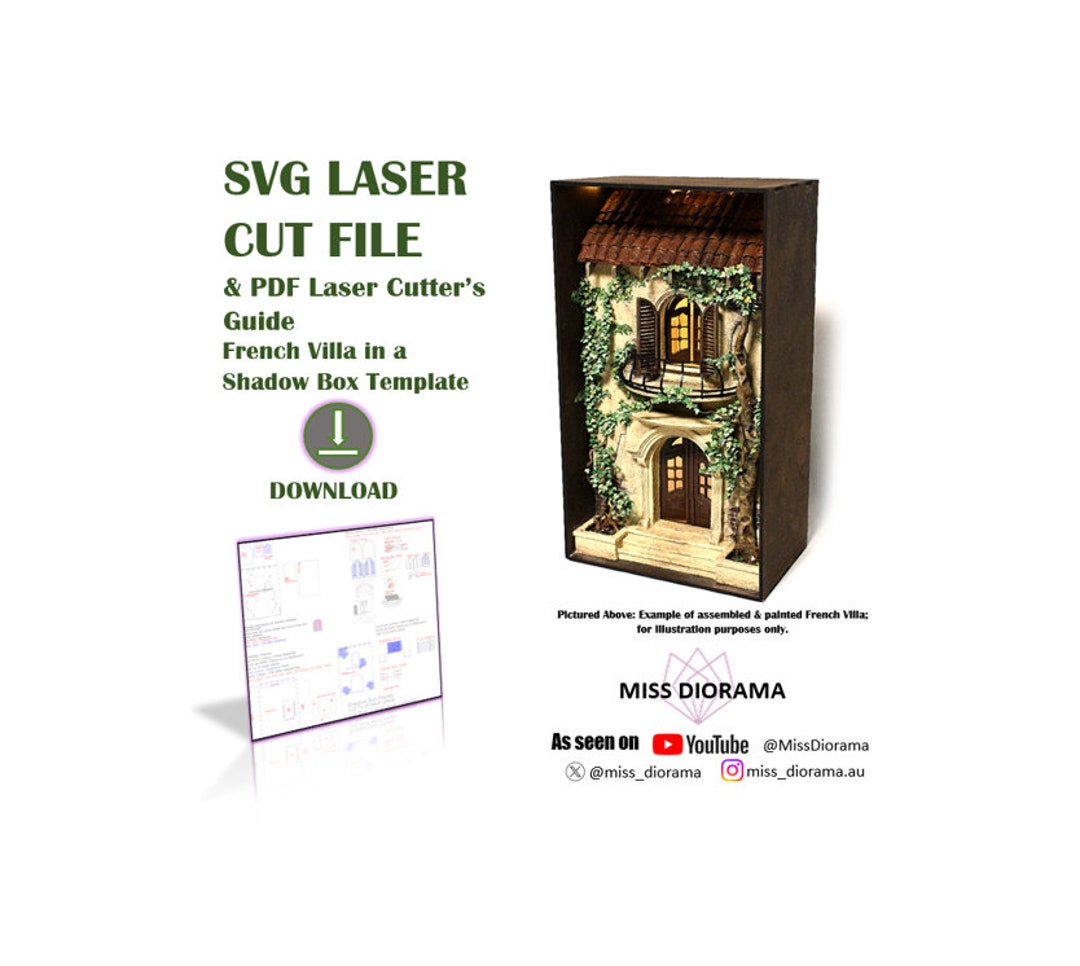 SVG Template for a French Villa in a Shadow Box - Etsy