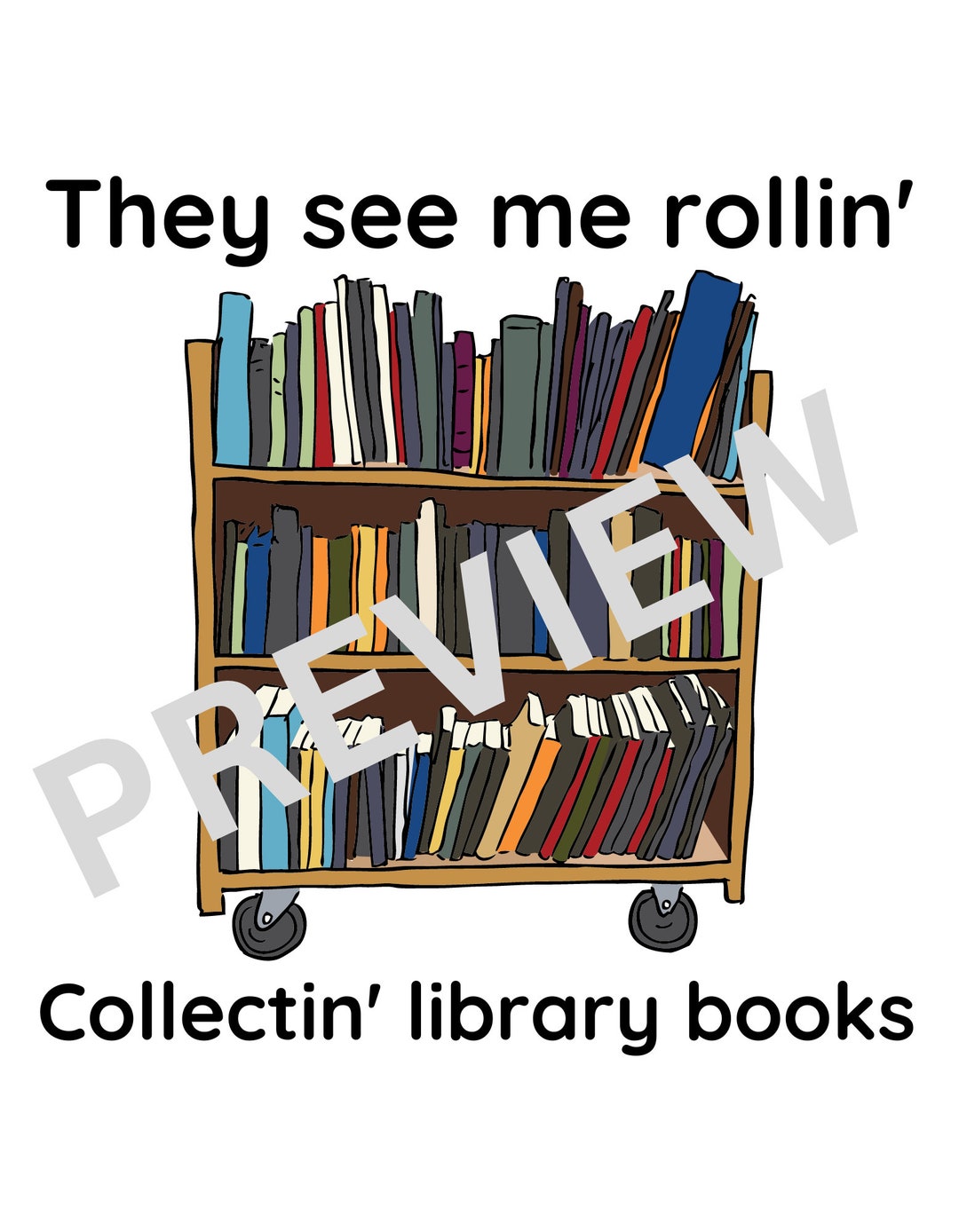 Rolling Book Cart - Etsy