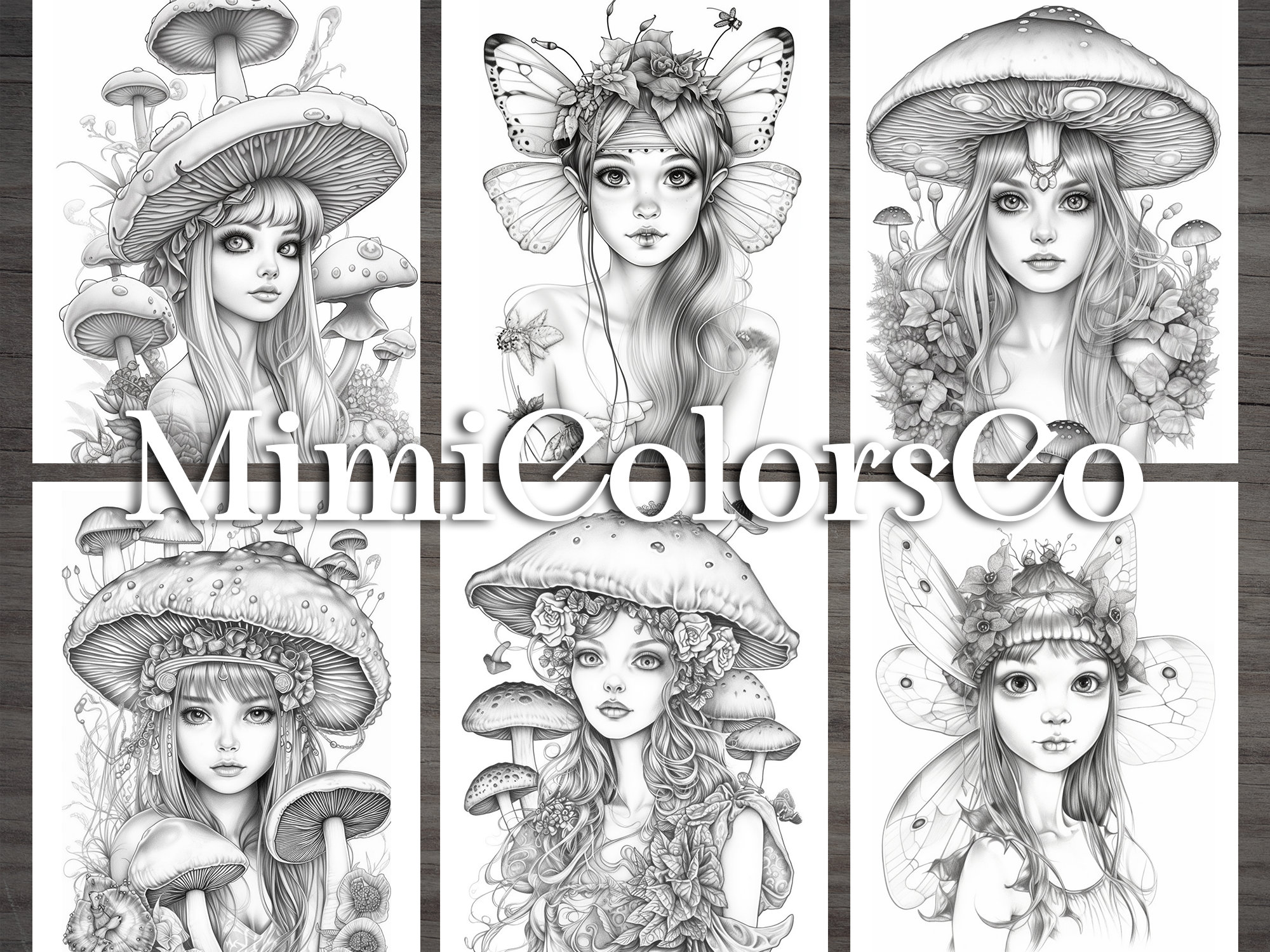 20 Mushroom Fairies Beautiful Fairy Grayscale Coloring Pages - Etsy