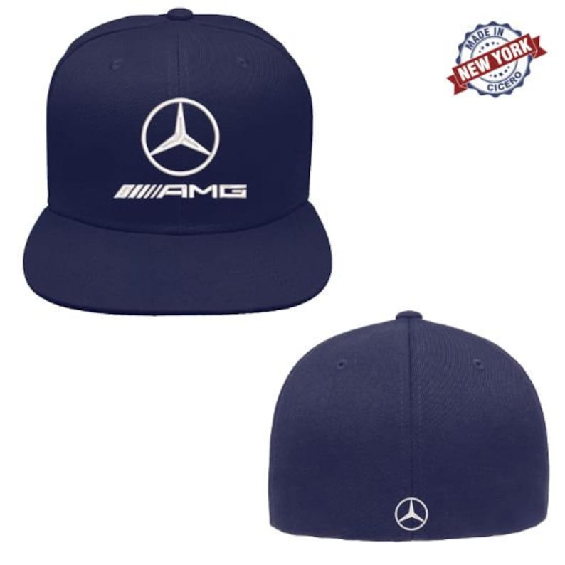 Mercedes-benz AMG Logo Embroidered Front Back Flexfit Fitted Black Ball ...