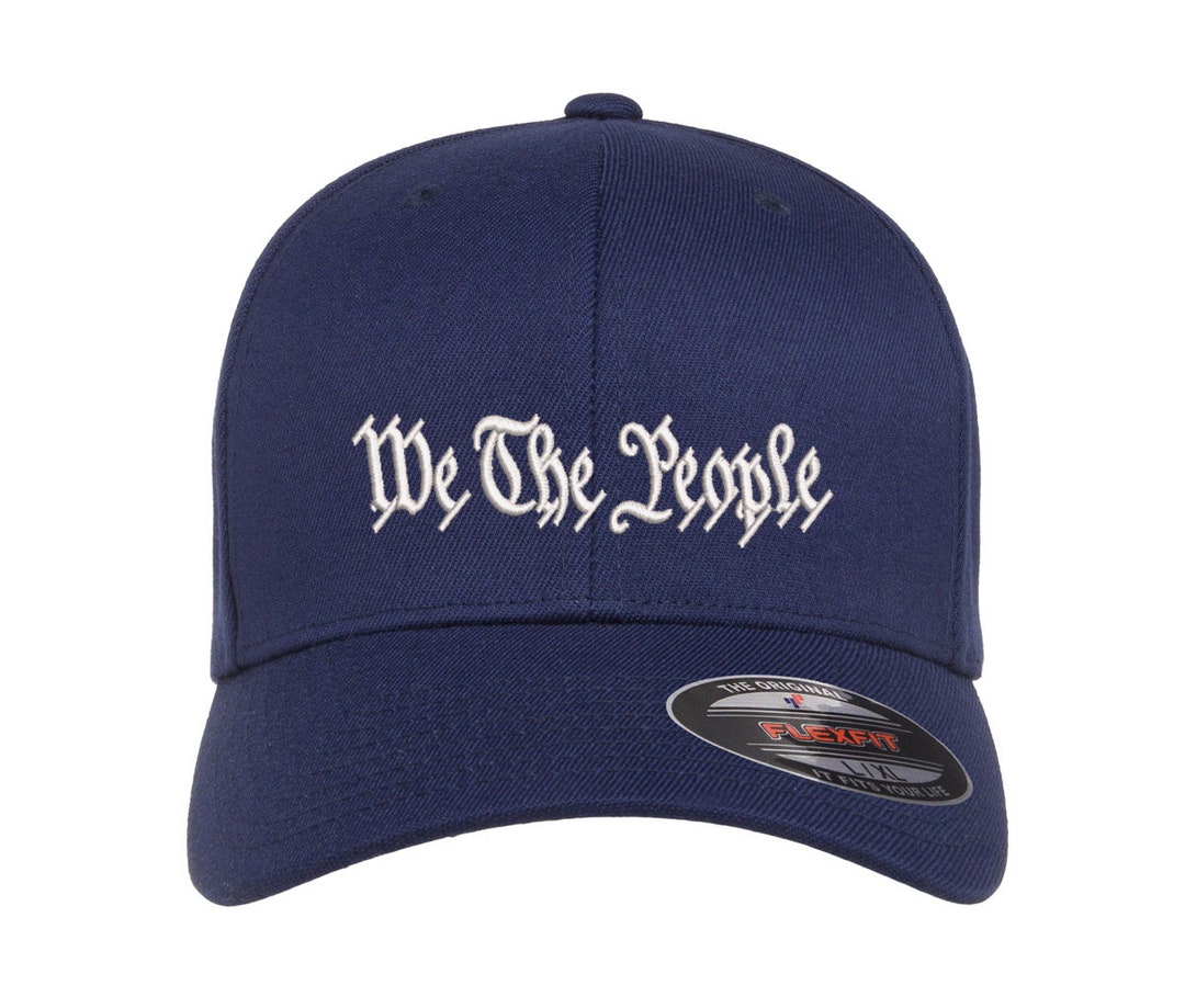 We the People Constitution Script Patriotic Embroidered Flexfit Fitted ...