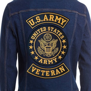 US Army Veteran or Retired Patch Set for Veterans Bikers Motorcycle ...