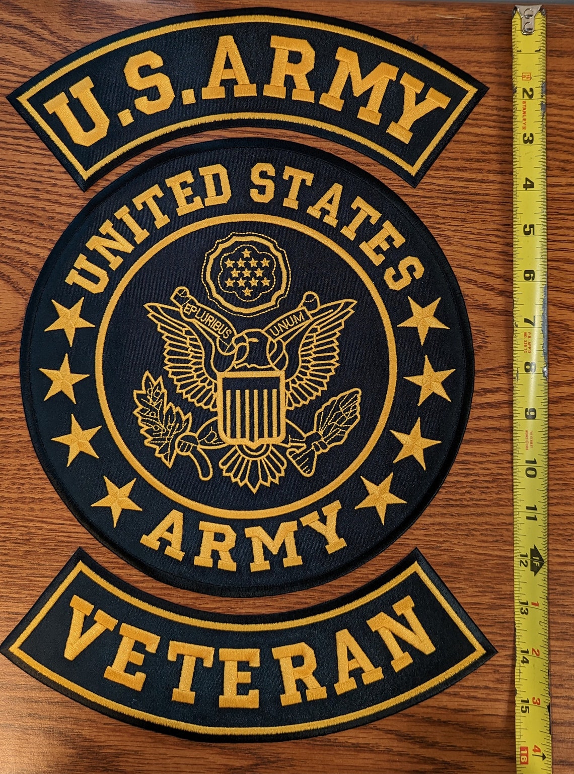 US Army Veteran or Retired Patch Set for Veterans Bikers Motorcycle ...