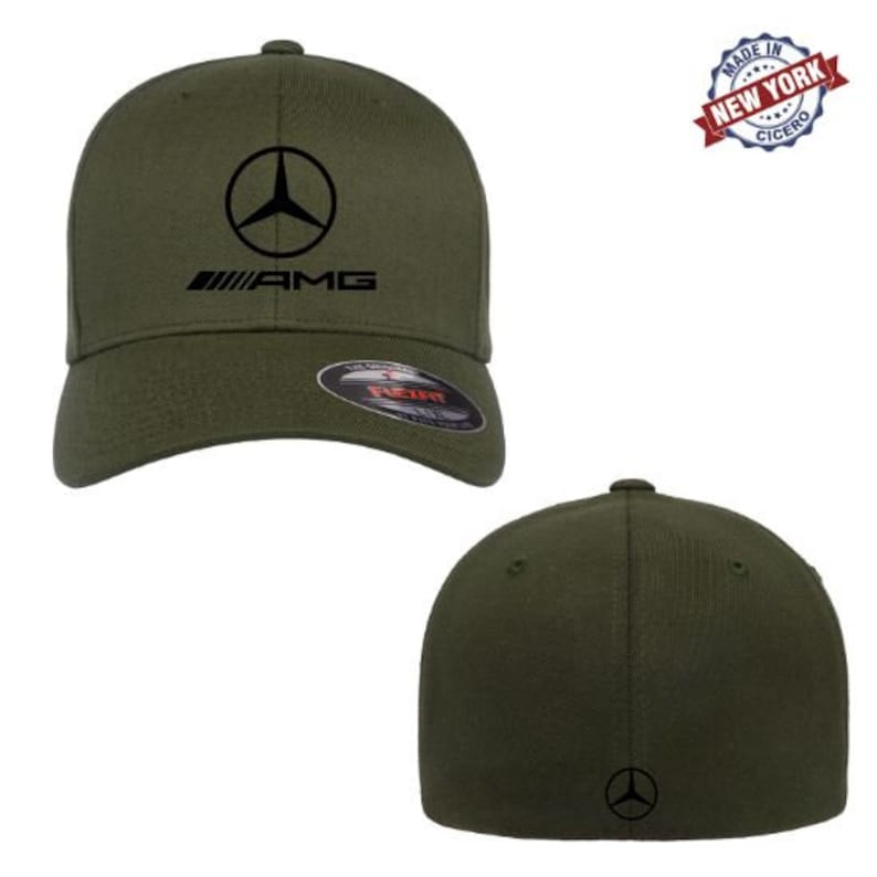 Mercedes-benz AMG Logo Embroidered Front Back Flexfit Fitted Black Ball ...