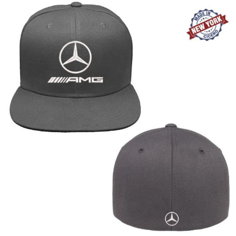 Mercedes-benz AMG Logo Embroidered Front Back Flexfit Fitted Black Ball ...