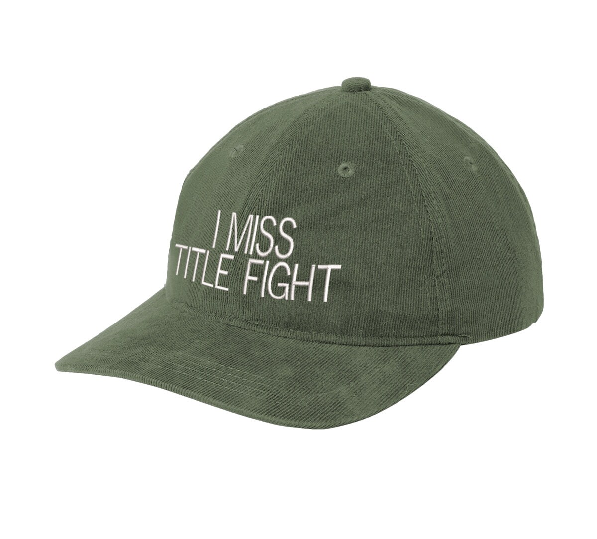 I Miss Title Fight Embroidered Green Corduroy Hat Metal Buckle Closure ...