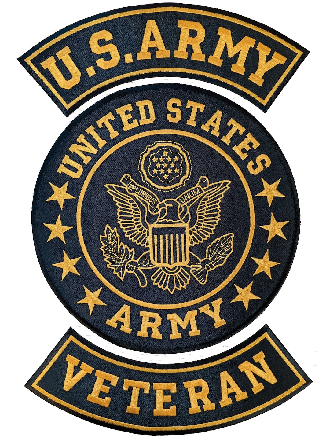 US Army Veteran or Retired Patch Set for Veterans Bikers Motorcycle ...