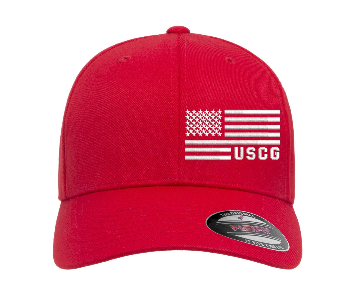 United States Coast Guard American Flag Side Embroidered Flexfit Hat - Etsy