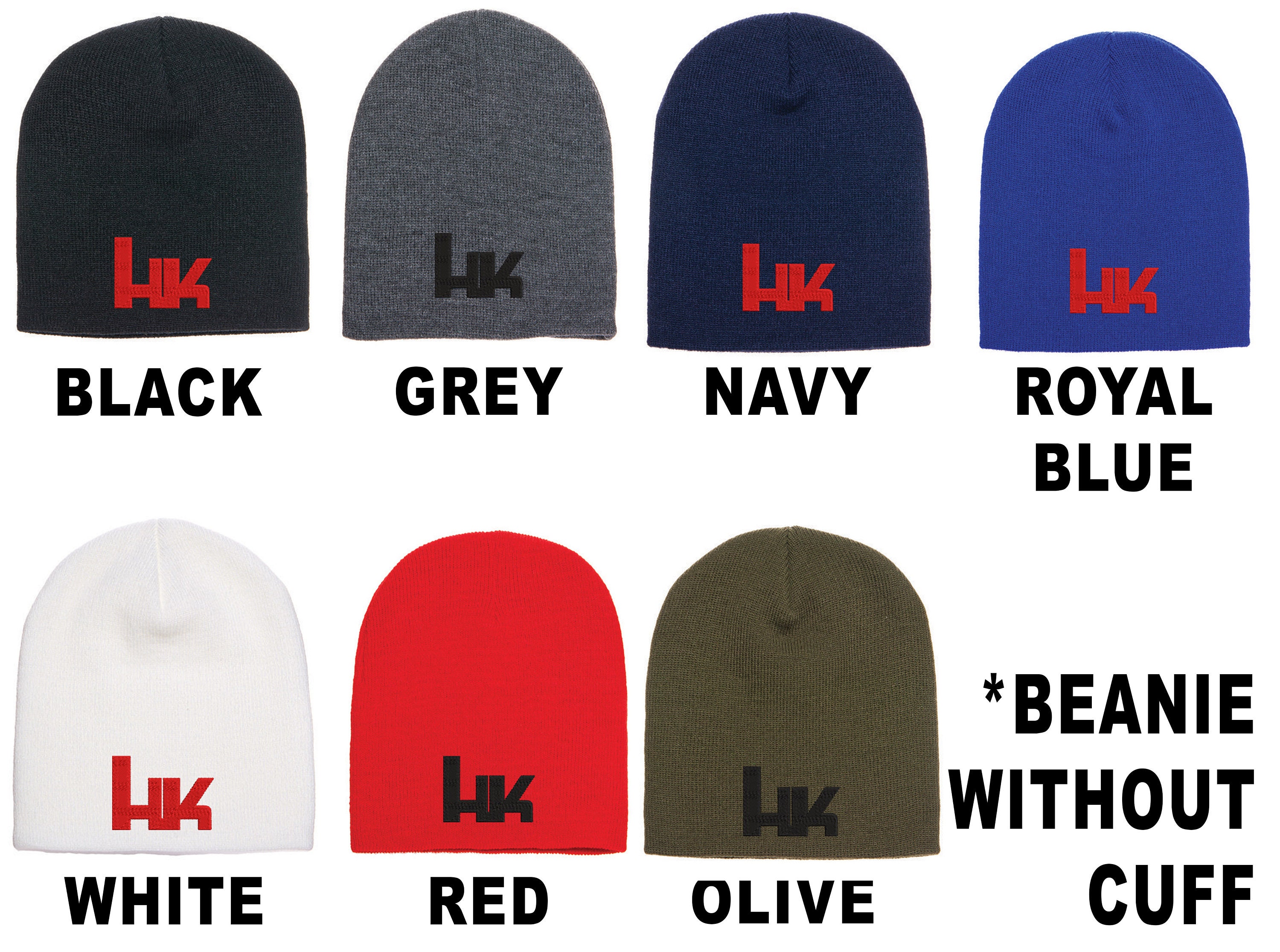 Heckler and Koch HK Logo Embroidered Beanie Winter Hat With or Without ...