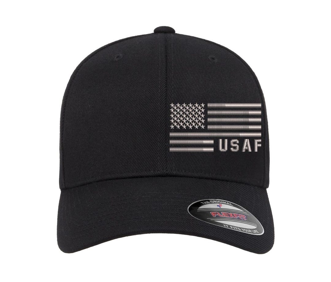 United States Air Force American Flag Side Embroidered Flexfit Fitted ...