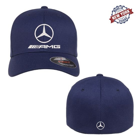 Mercedes-benz AMG Logo Embroidered Front Back Flexfit Fitted Black Ball ...