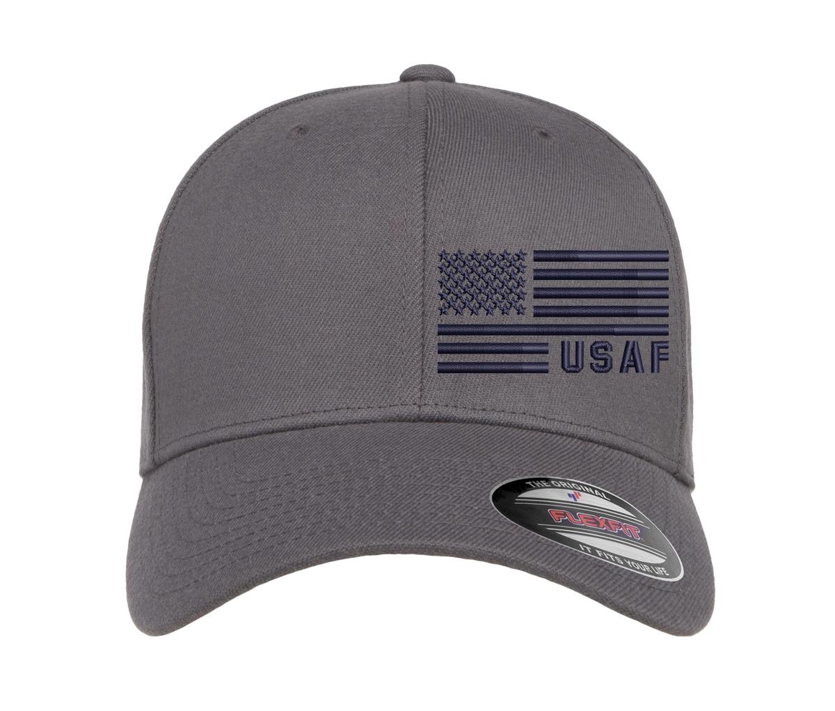 United States Air Force American Flag Side Embroidered Flexfit Fitted ...