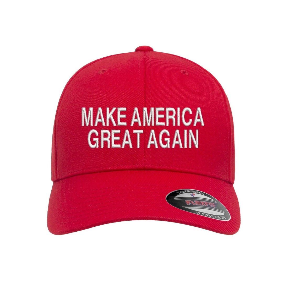 MAGA Make America Great Again! Donald Trump Embroidered Flexfit Fitted ...