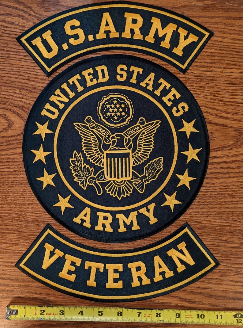 US Army Veteran or Retired Patch Set for Veterans Bikers Motorcycle ...