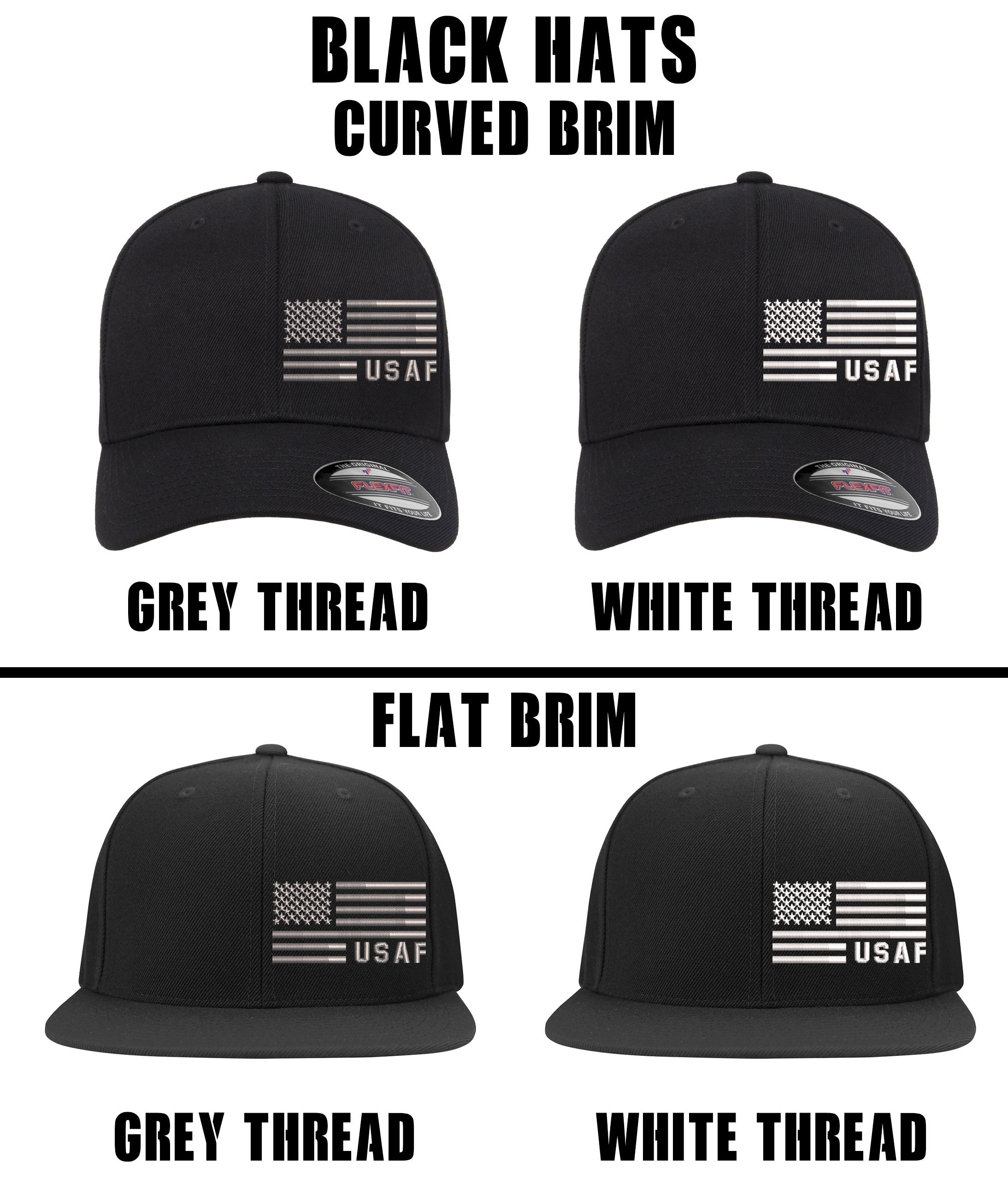 United States Air Force American Flag Side Embroidered Flexfit Fitted ...