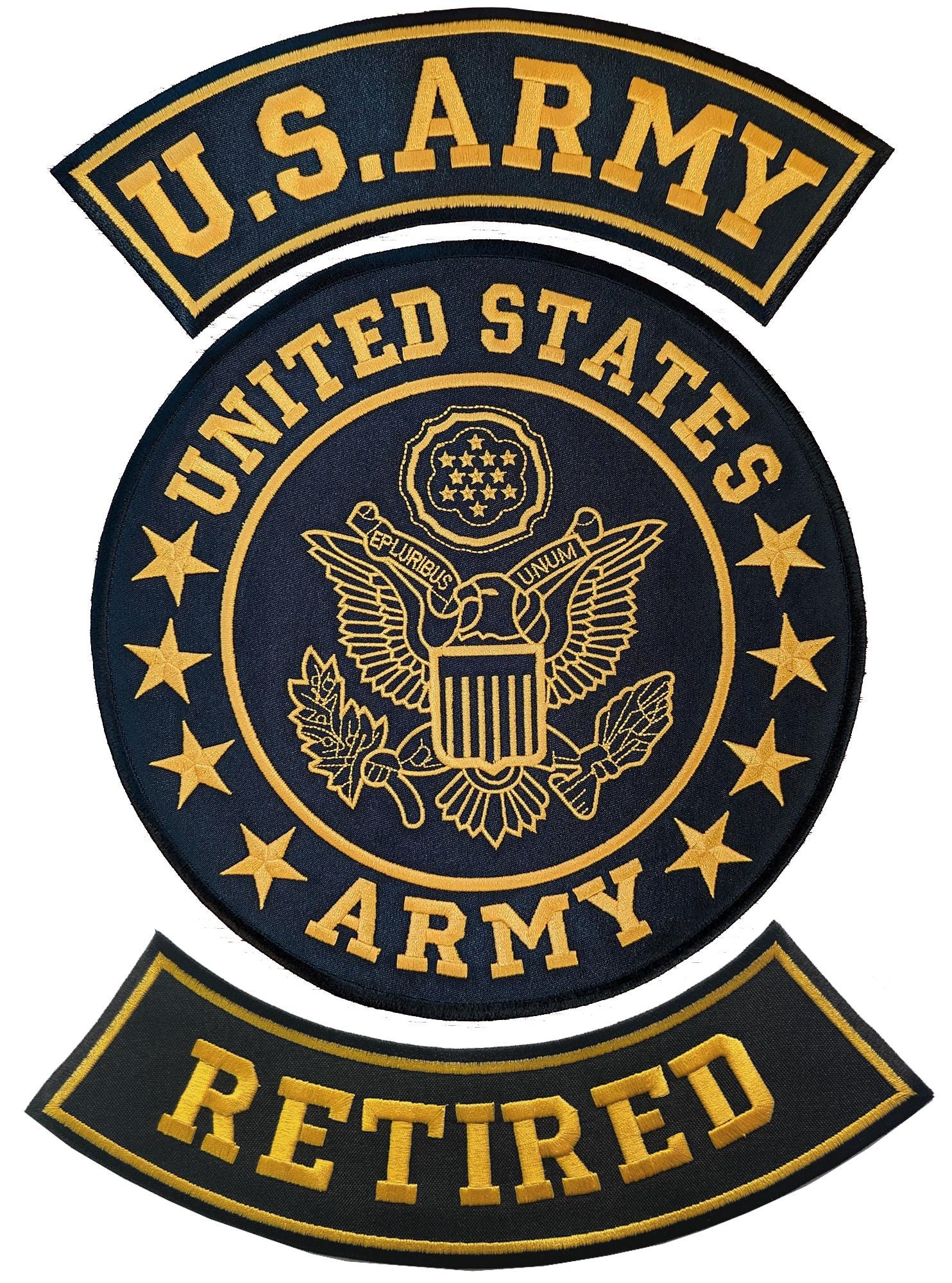 US Army Veteran or Retired Patch Set for Veterans Bikers Motorcycle ...