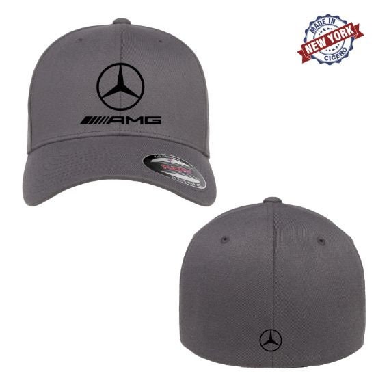 Mercedes-benz AMG Logo Embroidered Front Back Flexfit Fitted Black Ball ...