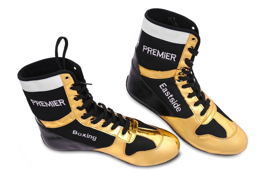 Black & Gold Custom Boxing Shoes With Personalised Name on It Best ...