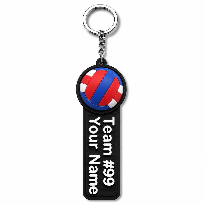 Custom 3D Printed Volleyball Keychain, Personalized Name Tag, Spinning ...