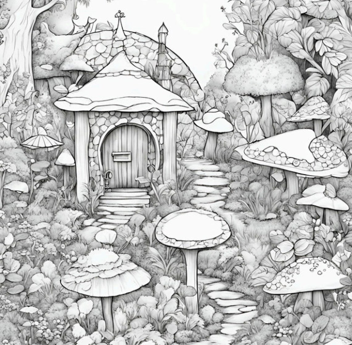 Fairy Garden 2 Coloring Pages Printable Download - Etsy