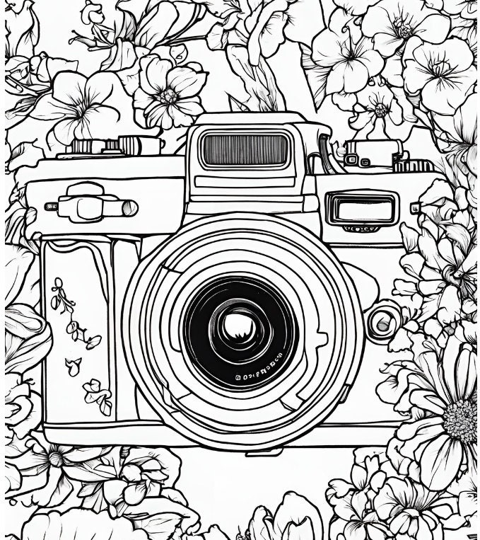 Floral Camera Coloring Pages Printable Download 32 Pages - Etsy
