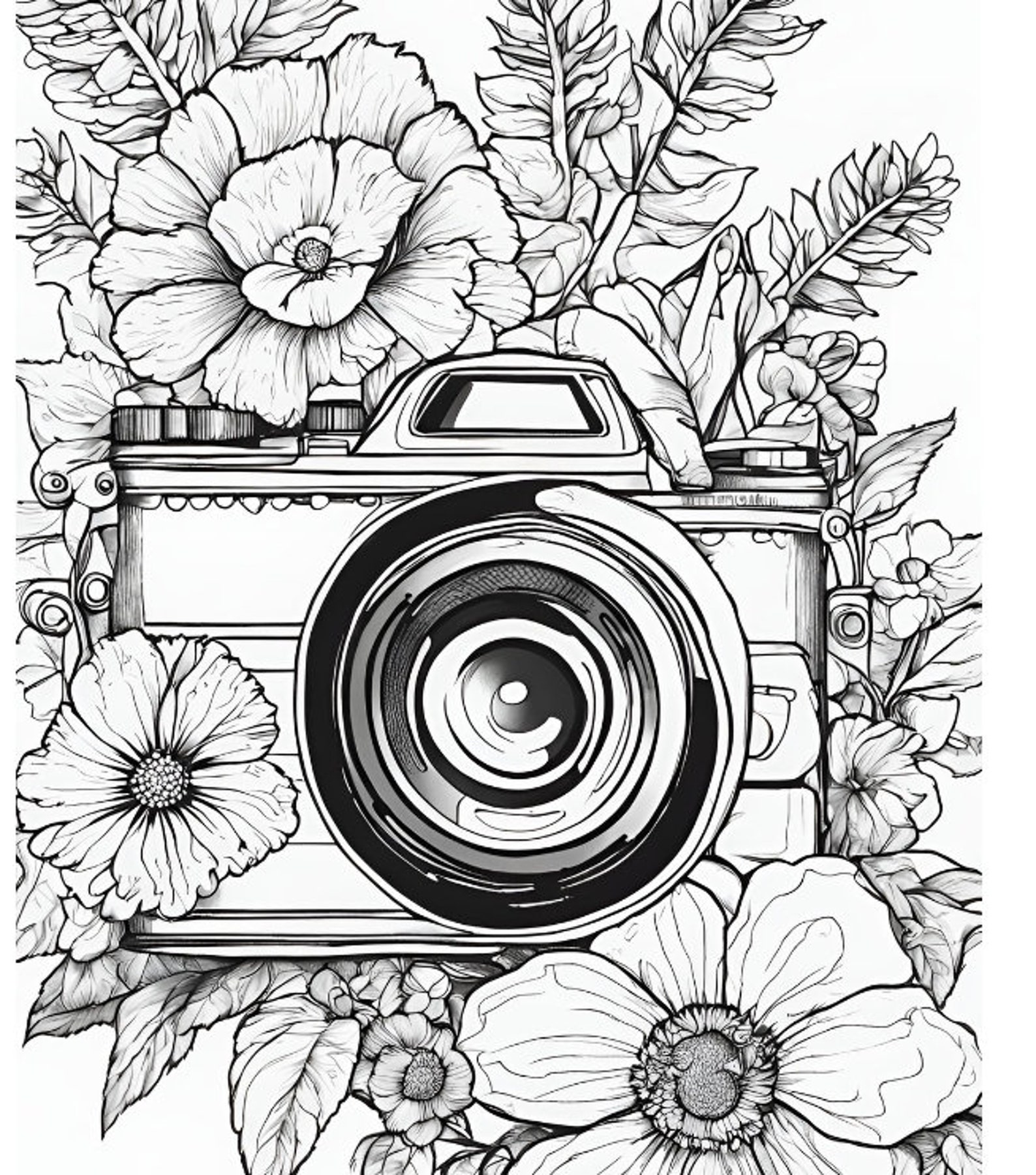 Floral Camera Coloring Pages Printable Download 32 Pages - Etsy
