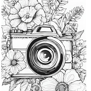 Floral Camera Coloring Pages Printable Download 32 Pages - Etsy