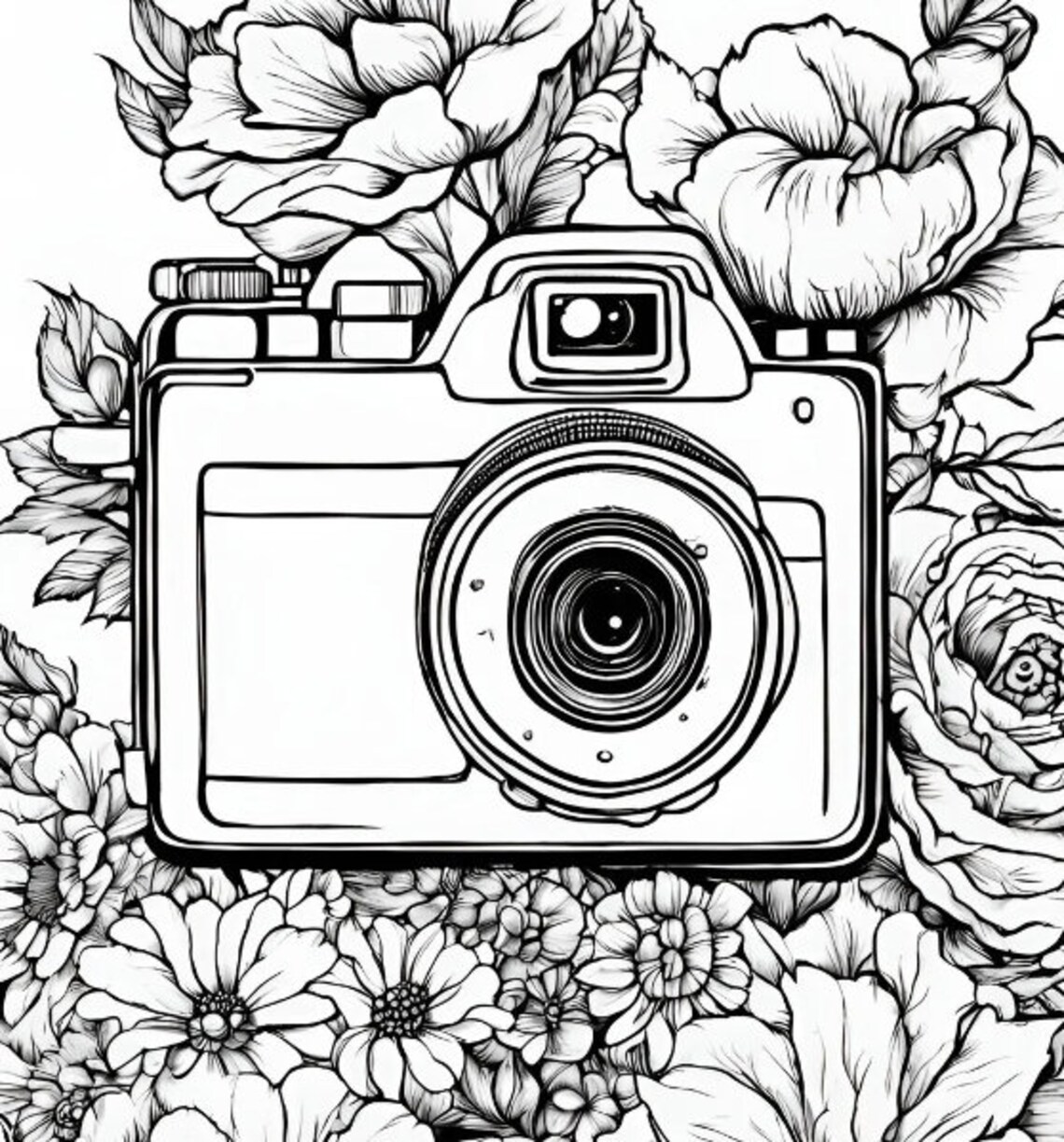 Floral Camera Coloring Pages Printable Download 32 Pages - Etsy