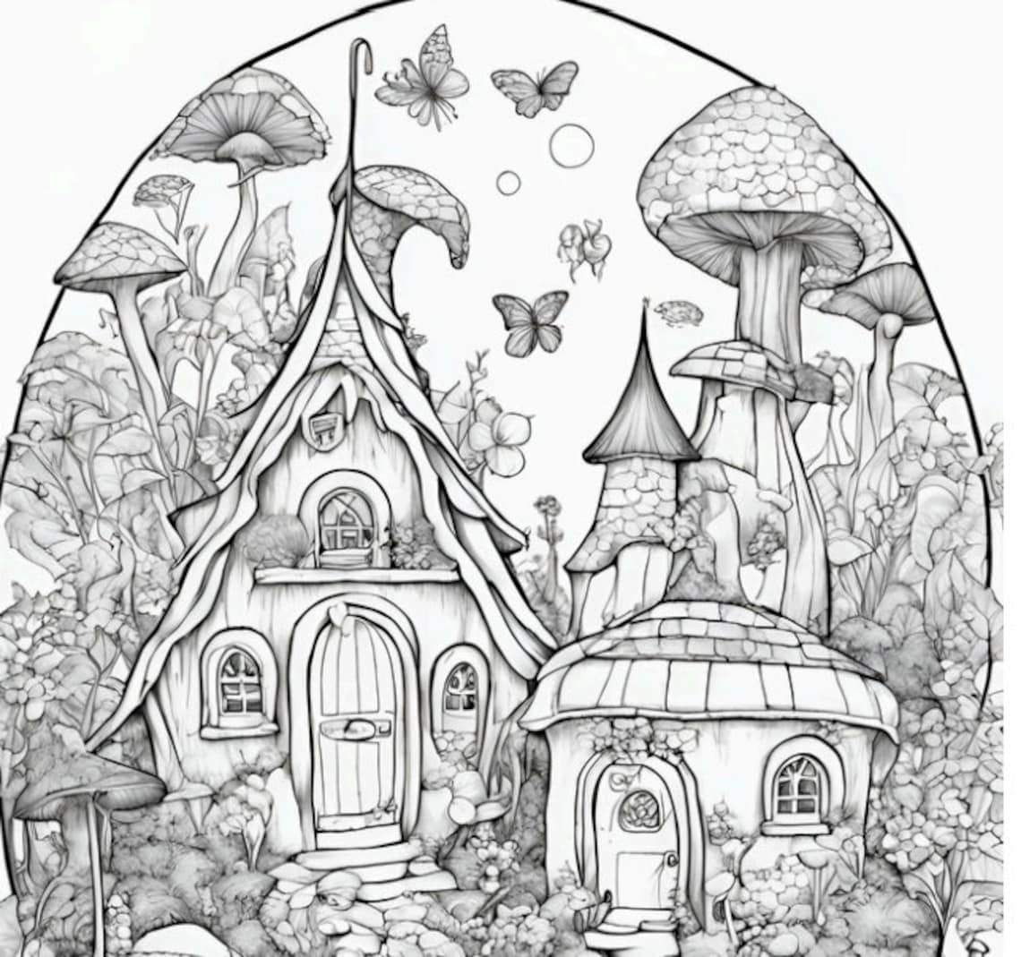 Fairy Garden 2 Coloring Pages Printable Download - Etsy