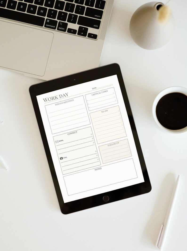 Daily Work Planner, Digital Work Day Organizer, Editable Daily Planner ...