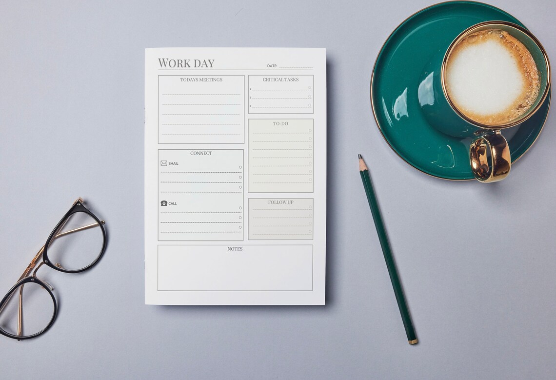 Daily Work Planner, Digital Work Day Organizer, Editable Daily Planner ...