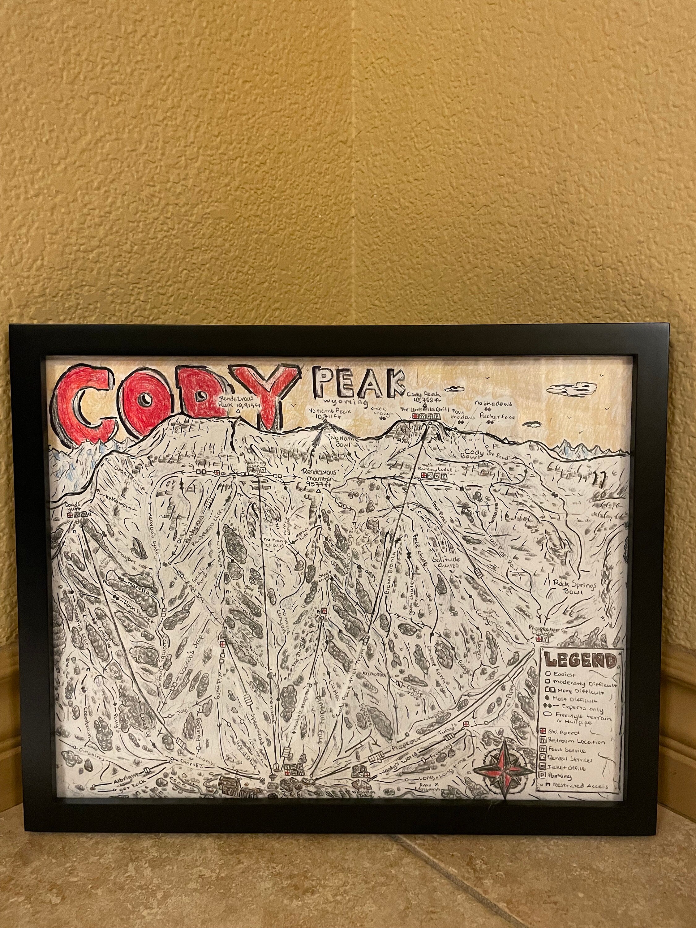 CUSTOM Ski Trail Map Hand Drawn Artwork Personalized Mountain Trail ...