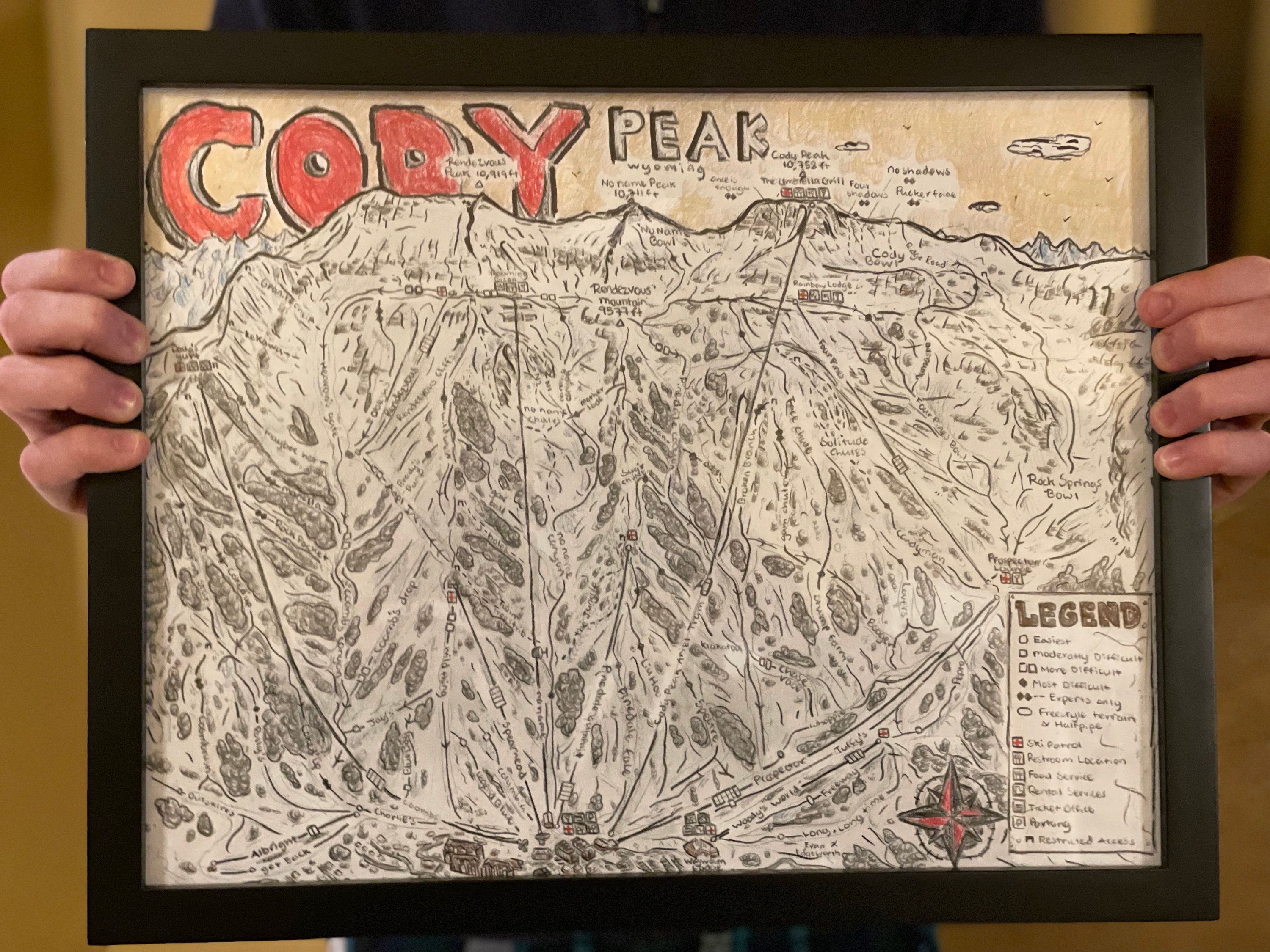 CUSTOM Ski Trail Map Hand Drawn Artwork Personalized Mountain Trail ...