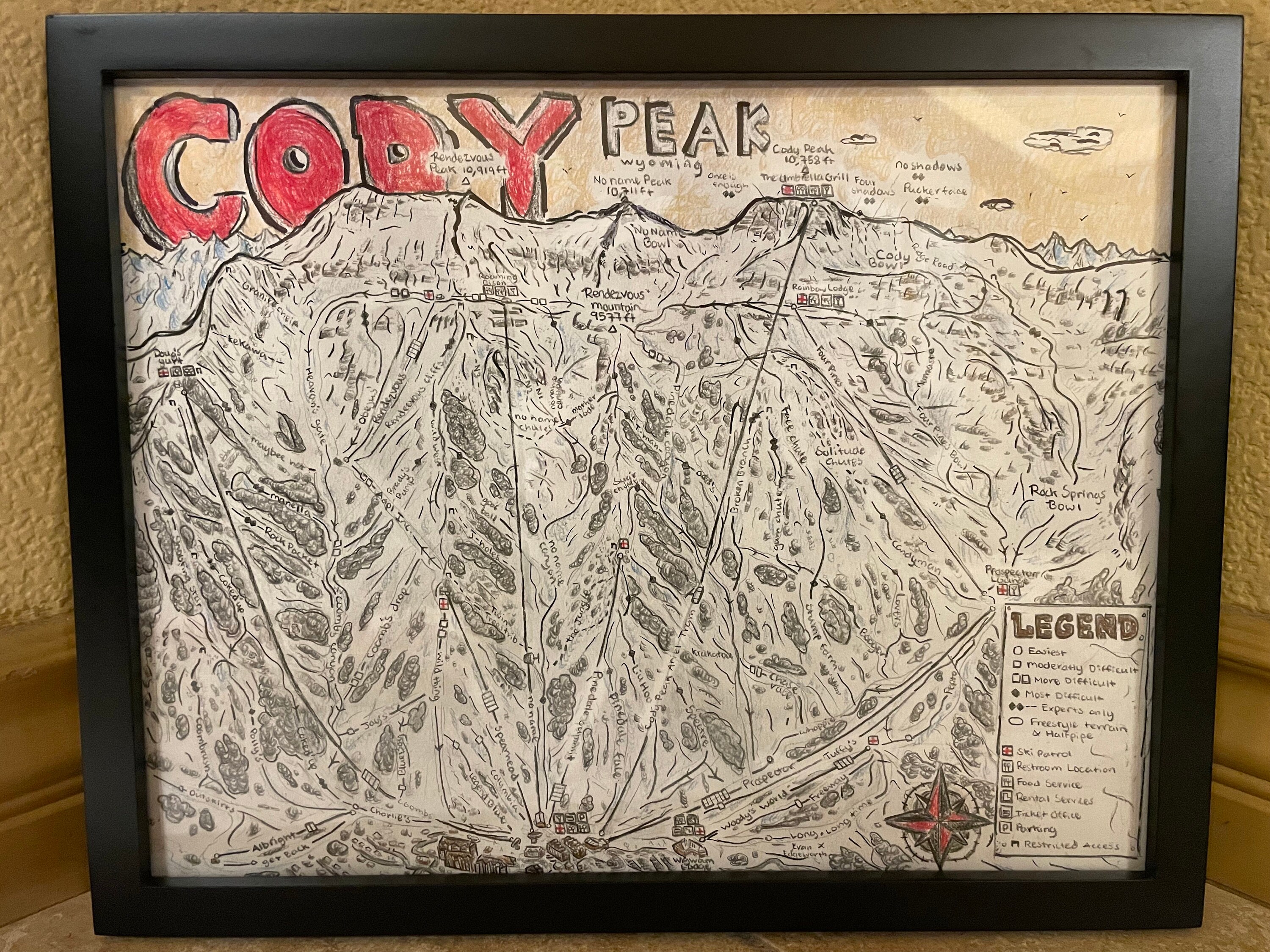 CUSTOM Ski Trail Map Hand Drawn Artwork Personalized Mountain Trail ...