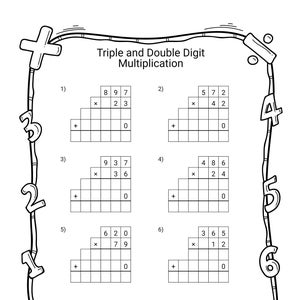 Step Multiplication Math Practice Worksheets Double and Triple Digit ...