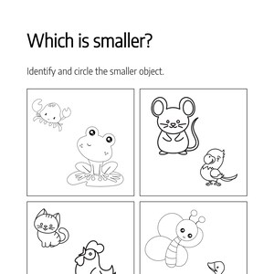 Measurement Worksheets Preschool Relative Size of Objects - Etsy