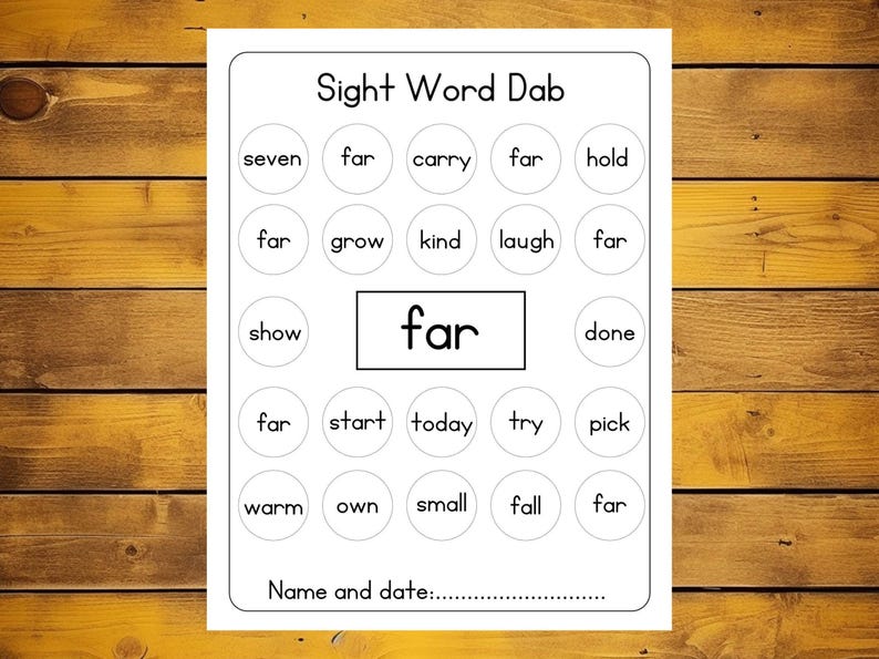 Printable Sight Words Dab It Worksheets | Grade 3 - Etsy