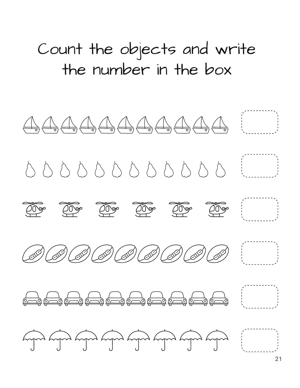 30 Printable Counting Worksheets for Preschool and Kindergarten Math - Etsy