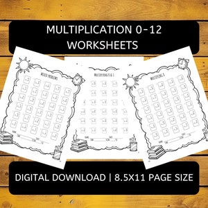 100 Printable Multiplication Math Drills Worksheets Numbers 0-12 ...
