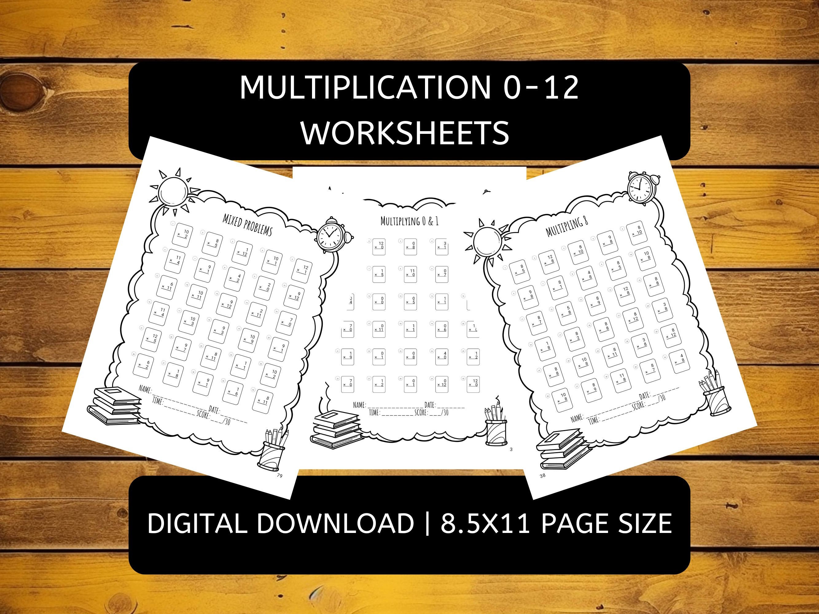 100 Printable Multiplication Math Drills Worksheets Numbers 0-12 ...