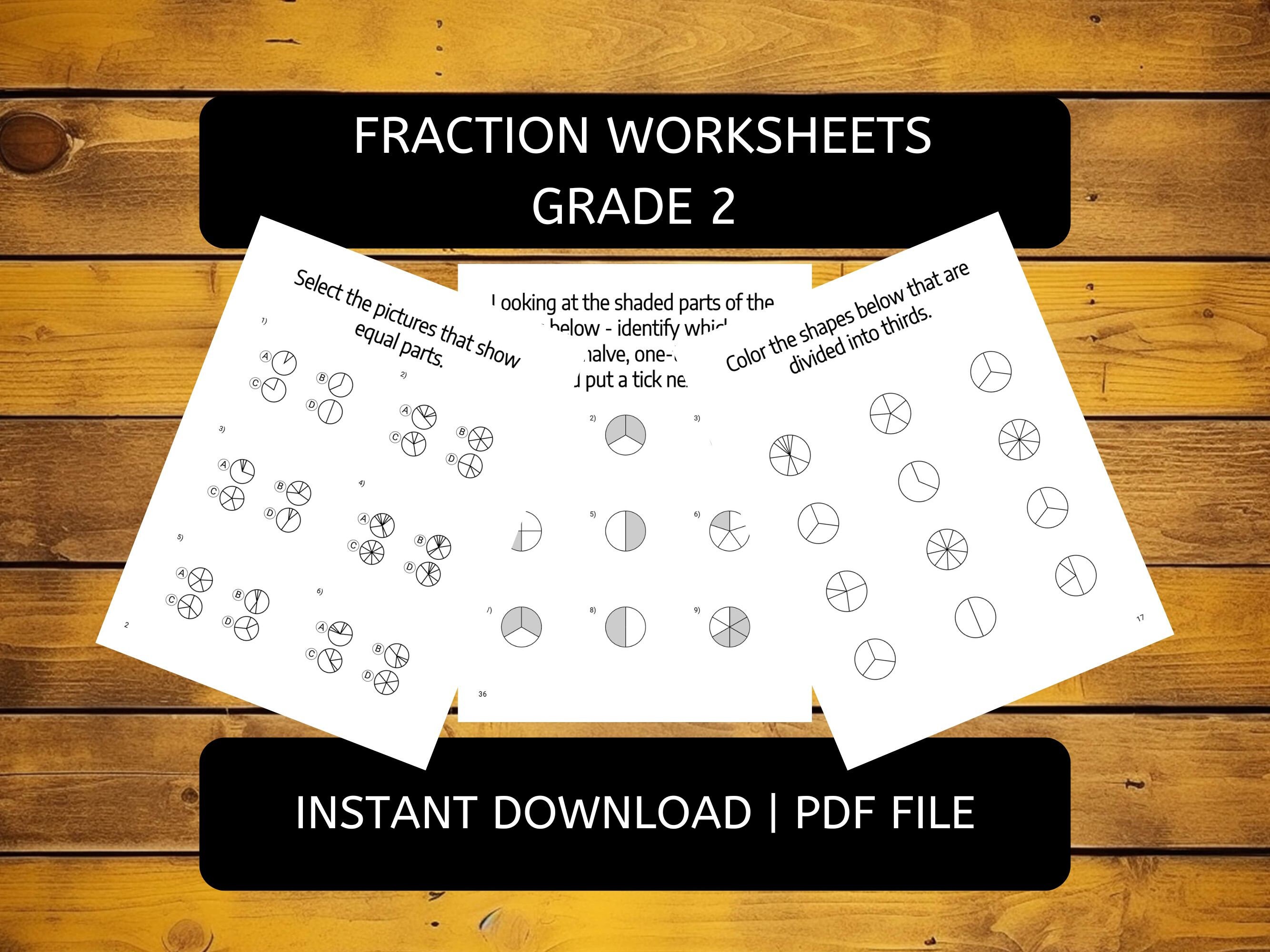 Fraction Worksheets Grade 2 - Etsy