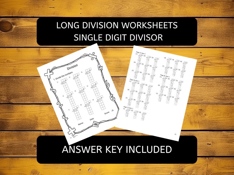 Long Division Worksheets | Single Digit Divisor - Etsy