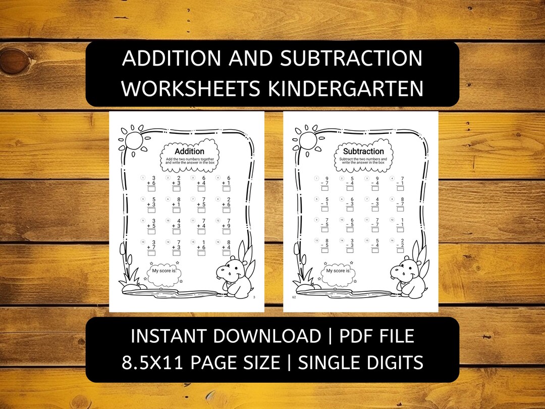 Math Addition and Subtraction Worksheets | Kindergarten Math Practice ...