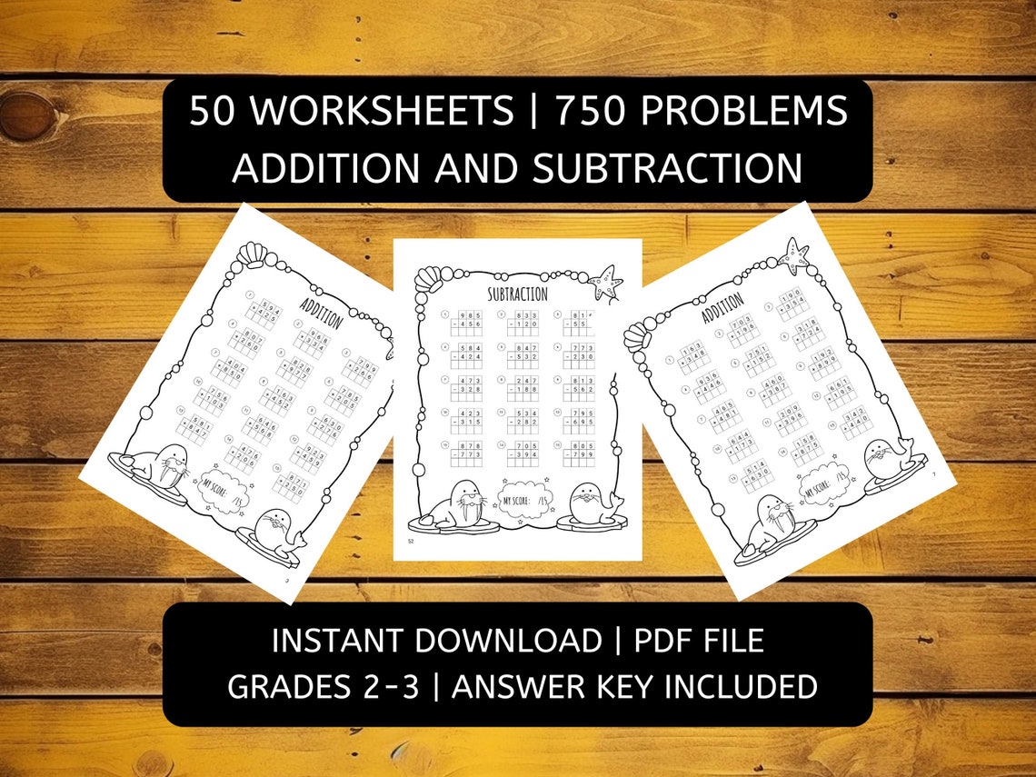 50 Printable Triple Digit Addition and Subtraction Practice Worksheets ...